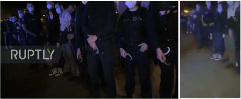 [FALSE] Does a video show French police throwing their handcuffs to the ...